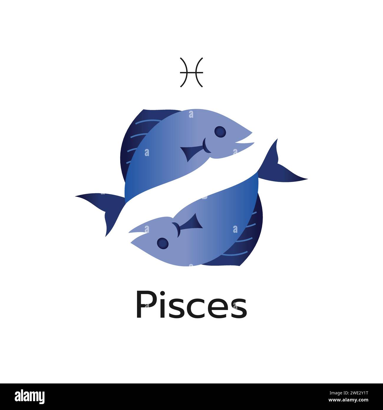 Pisces zodiac sign logo icon isolated horoscope symbol vector ...