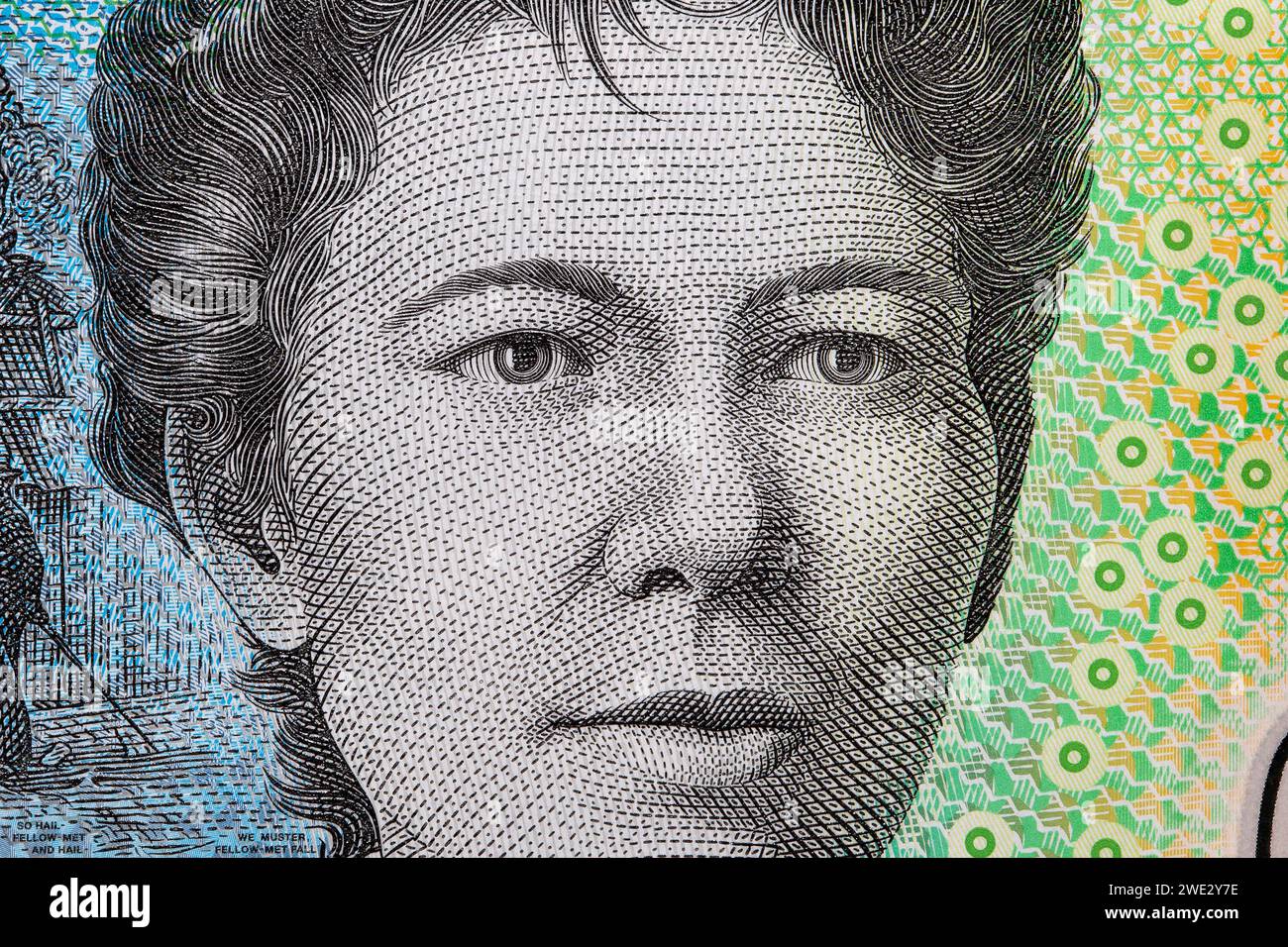 Mary Gilmore a closeup portrait from Australian money - Dollar Stock ...