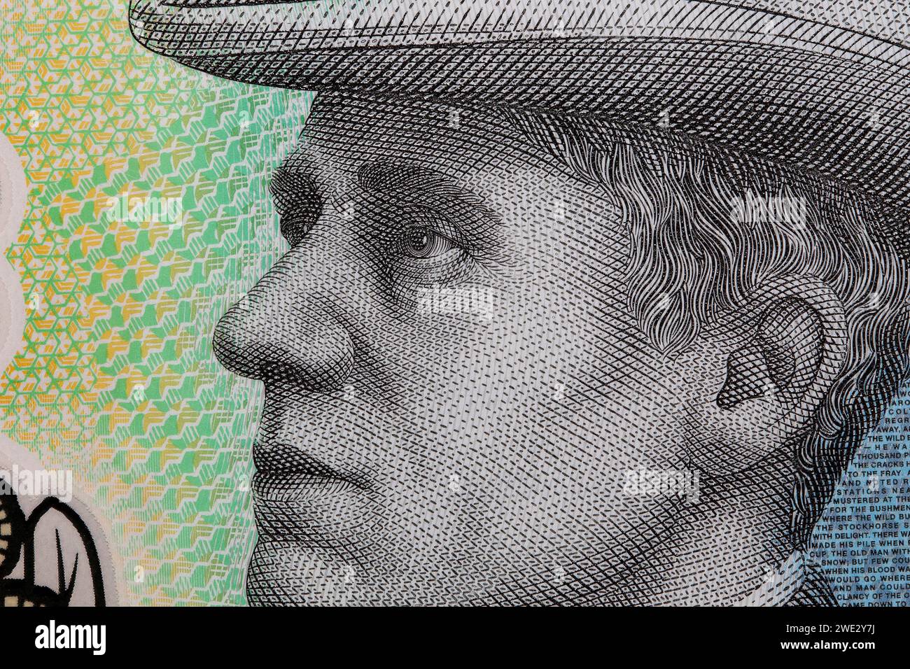 Banjo Paterson a closeup portrait from Australian money - dollar Stock ...
