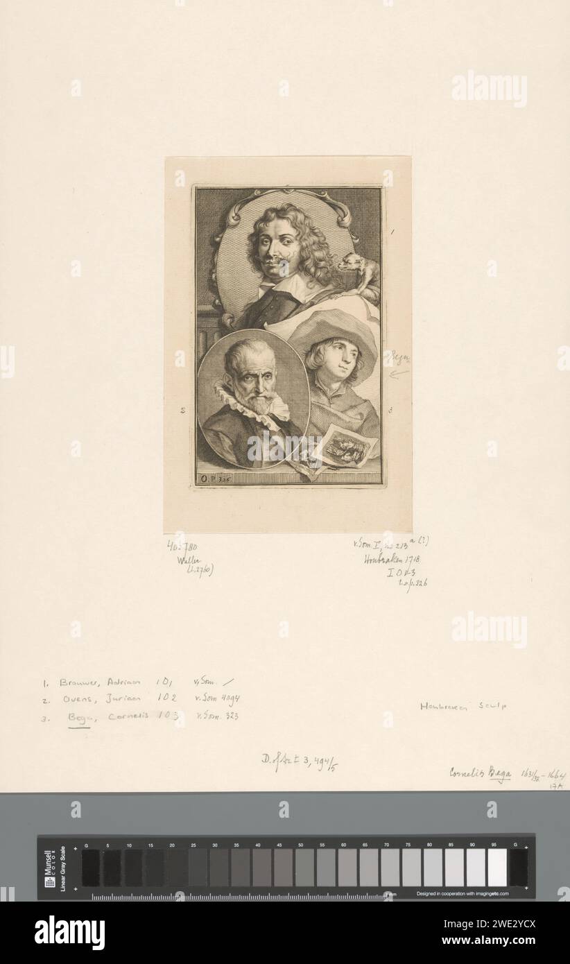 Portraits of Adriaen Brouwer, Jürgen Ovens and Cornelis Pietersz. Bega ...