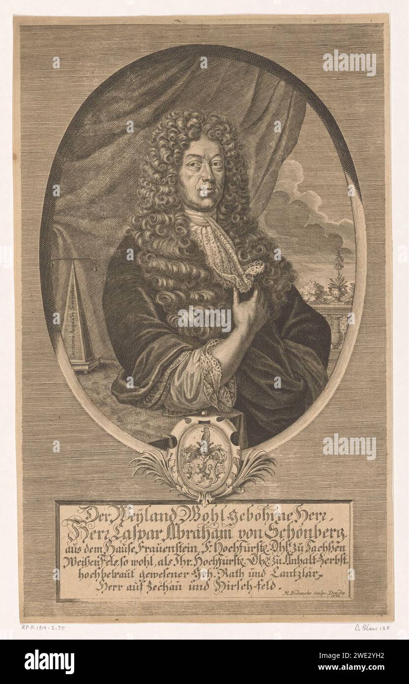 Portrait van Caspar Abraham von Schönberg, Moritz Bodenhr, 1704 print ...