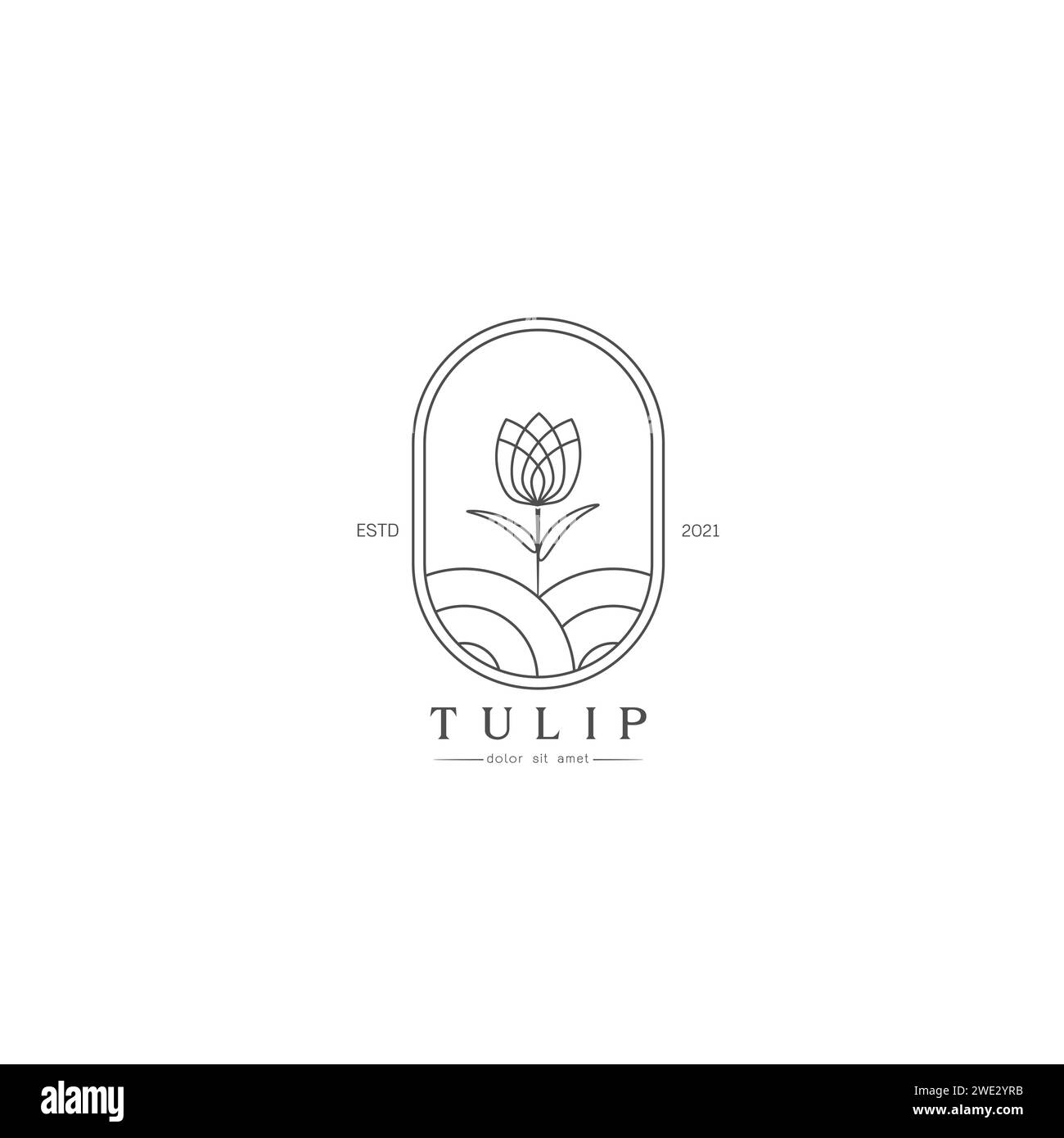 Beautiful Simple Tulip bud with leaves design for logo, Stylized image ... Beautiful Simple Tulip bud with leaves design for logo, Stylized image ...
