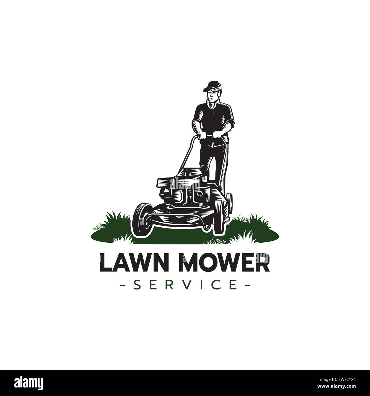 Lawn mower service logo icon isolated,Lawn mowing cutting grass ...