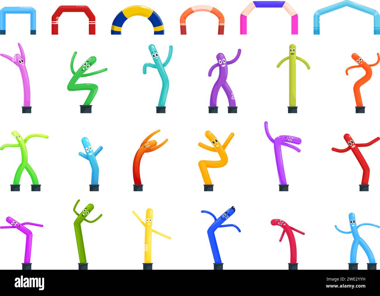 Inflatable advertising icons set cartoon vector. Start archway. Sport event Stock Vector Image ...