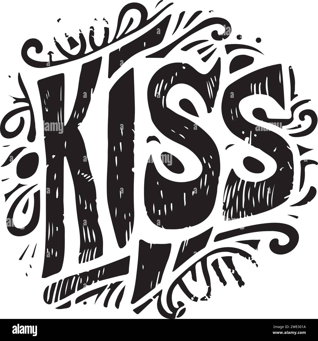 Kiss slogan lettering calligraphy logo t shirt vector Stock Vector ...