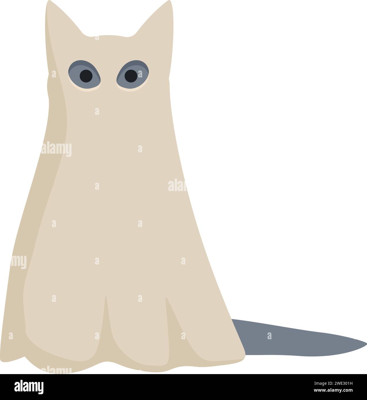 Ghost pet party icon cartoon vector. Cute kitty. Cute cat fun Stock ...