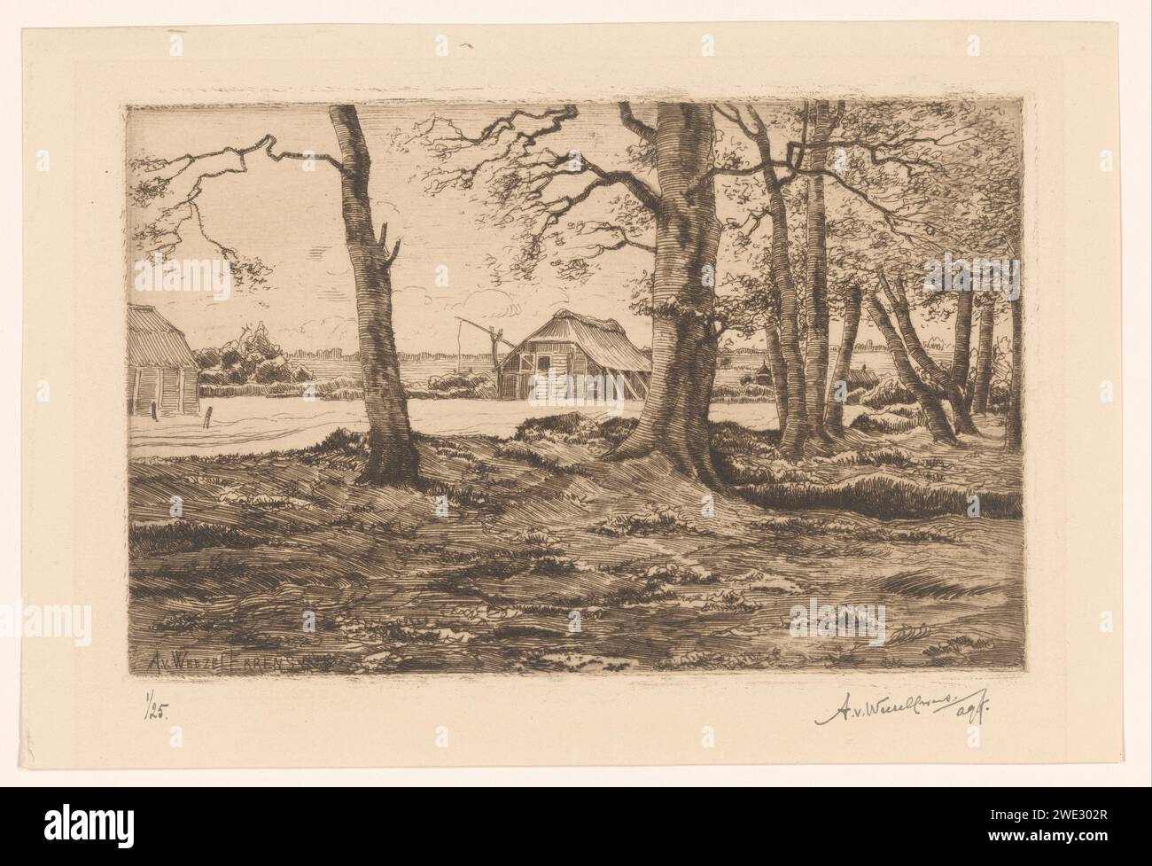 Landscape with farms, Adolphe P.H J. van Weezel Errens, 1876 - 1938 ...