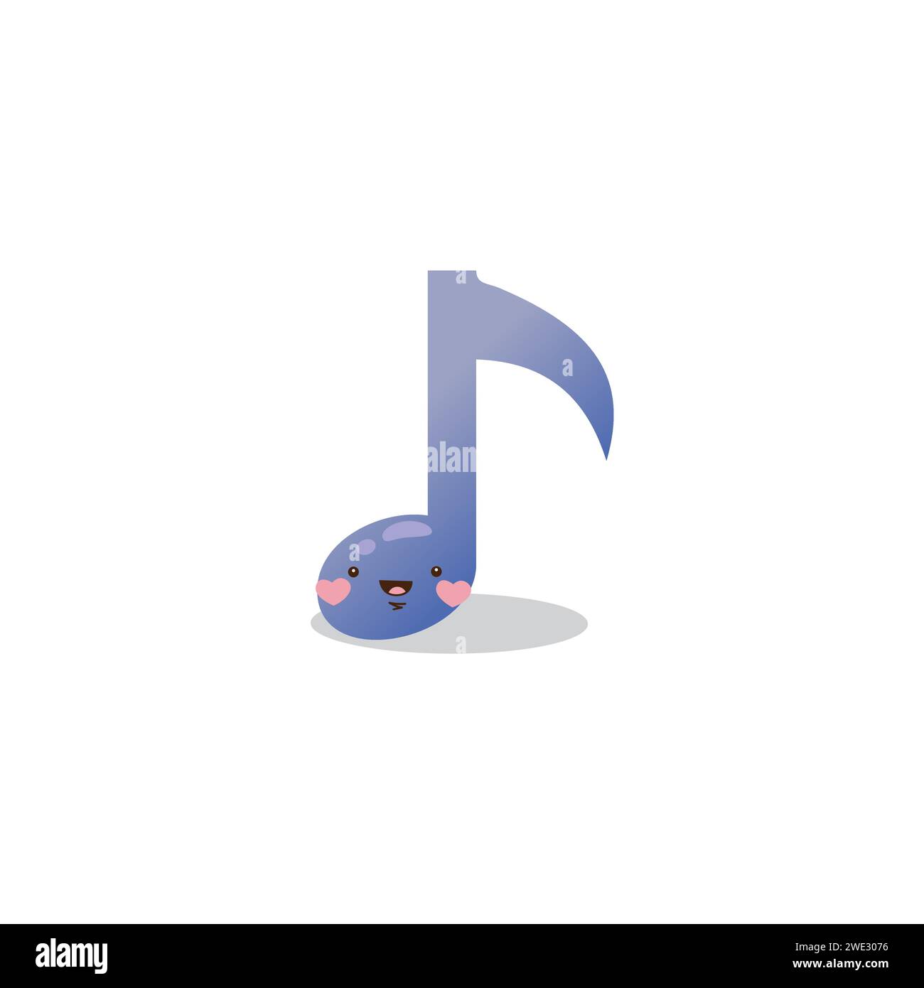 Cute funny music note character cute cartoon kawaii style on white ...