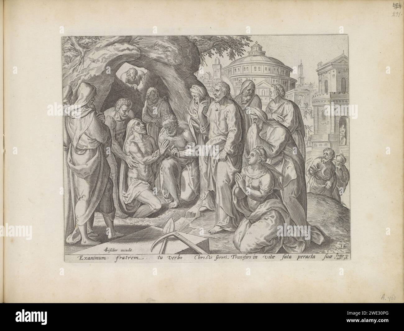 Generation of lazarus, 1643 print Christ beckons with his finger and ...