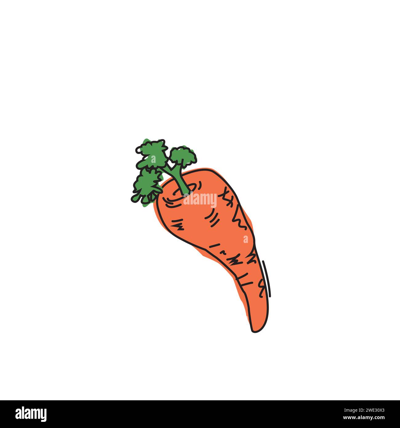 Carrot cartoon doodle style icon. Food vegetable flat icon concept ...