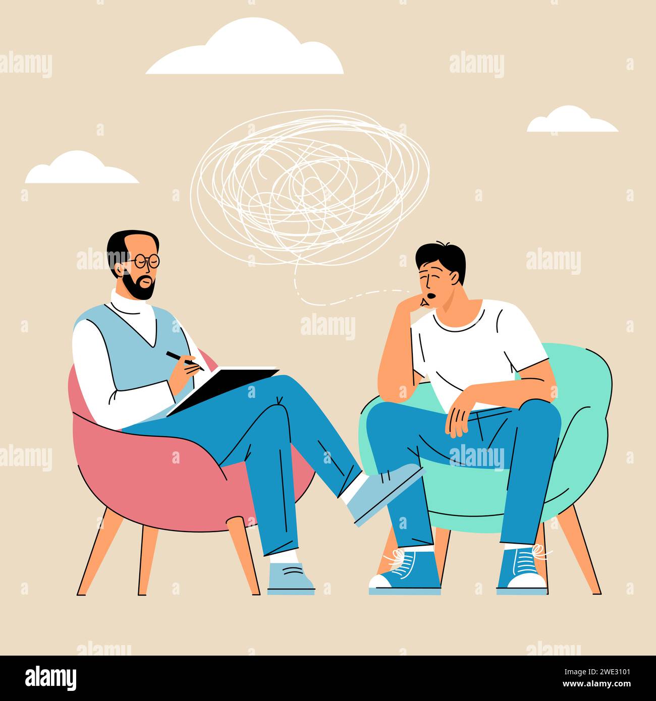 Female patient talking psychologist Stock Vector Images - Alamy