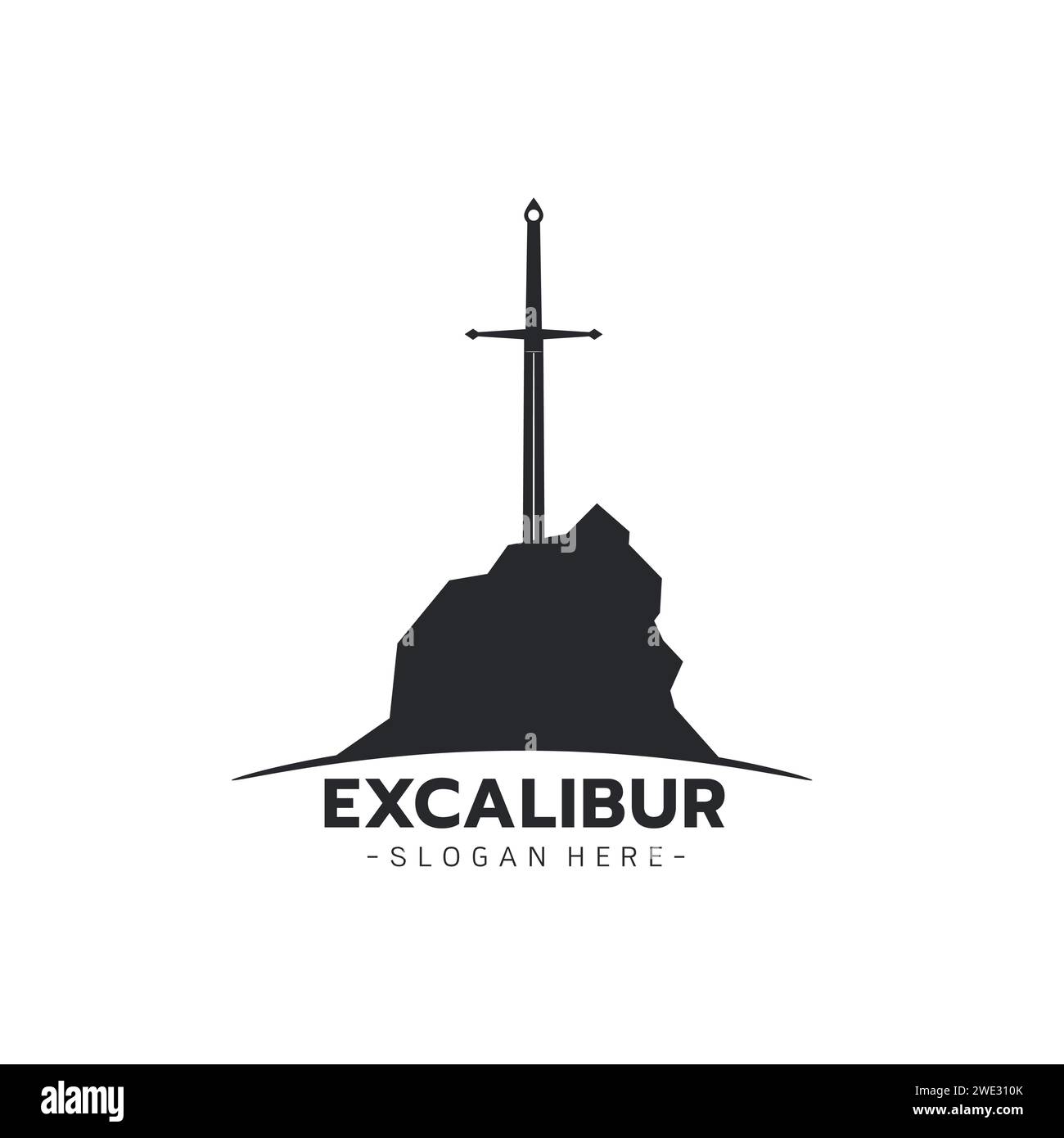 Stylized image of Excalibur logo template, Excalibur silhouette tattoo ...