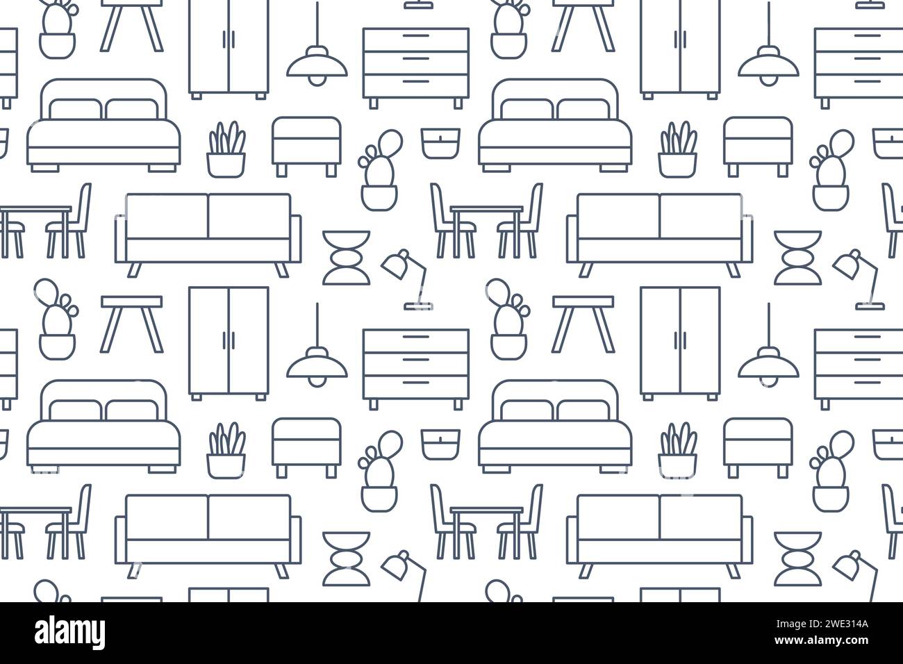 furniture seamless pattern- vector illustration Stock Vector Image ...