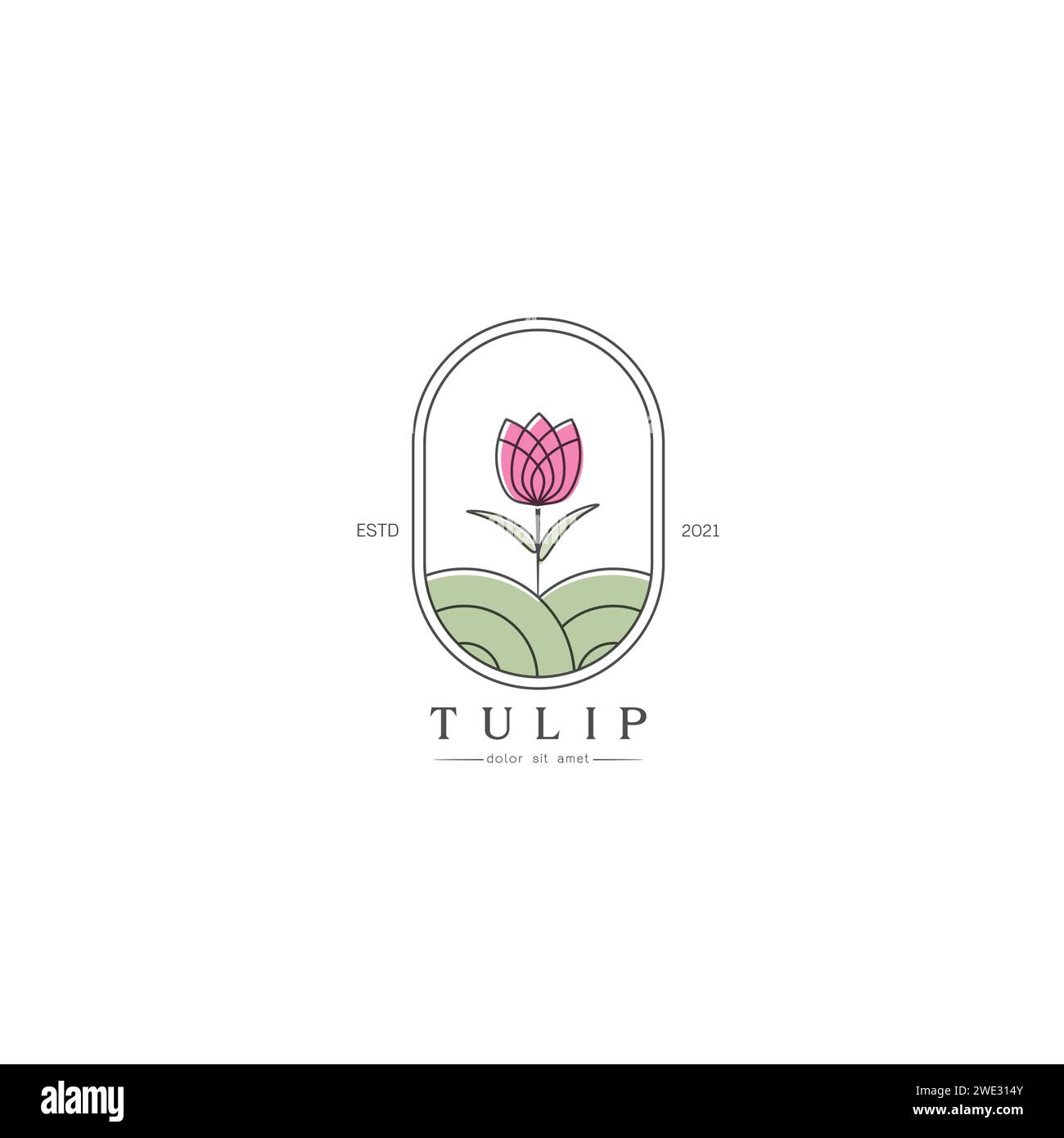 Beautiful Simple Tulip bud with leaves design for logo, Stylized image ...