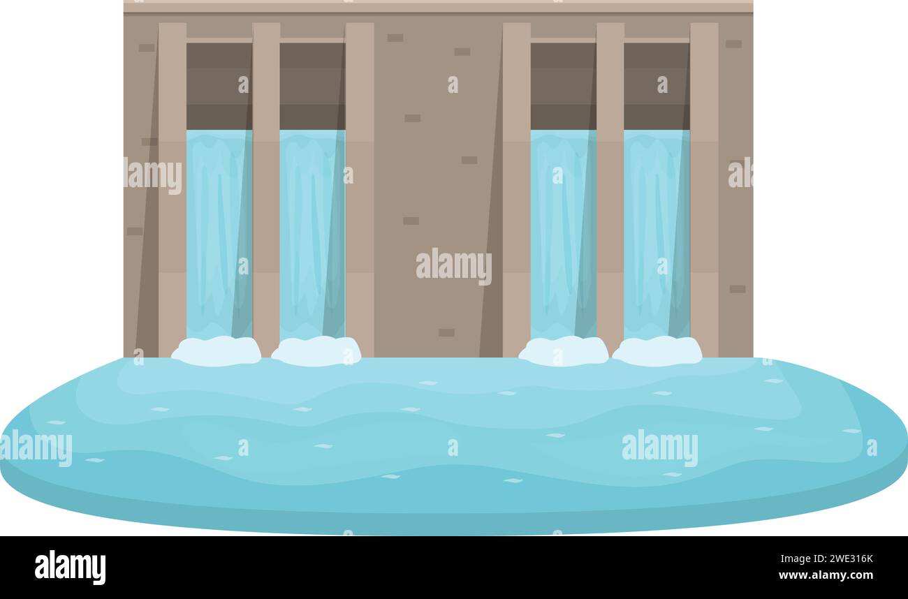Electric power station icon cartoon vector. Factory hydropower ...