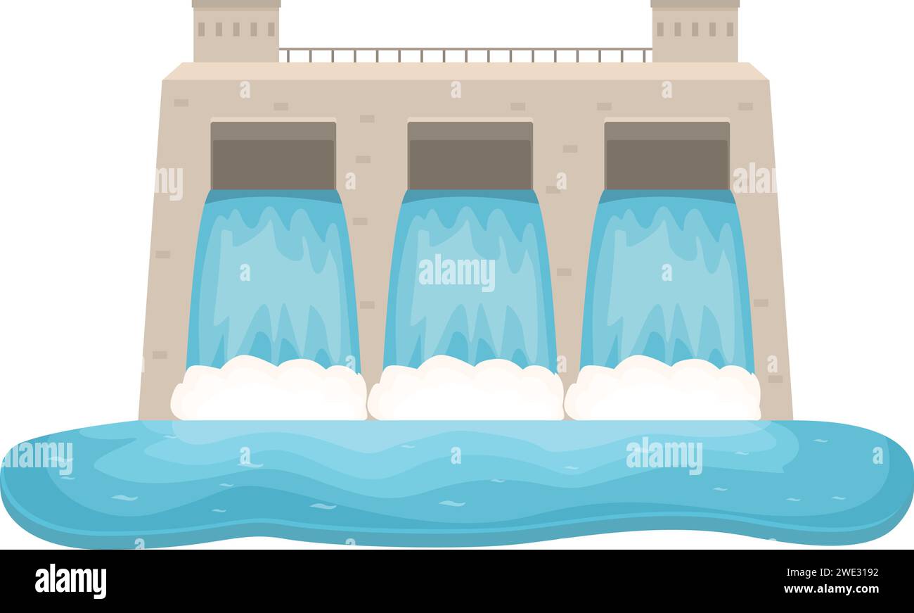 Source energy icon cartoon vector. Hydro power station. Dam plant Stock ...
