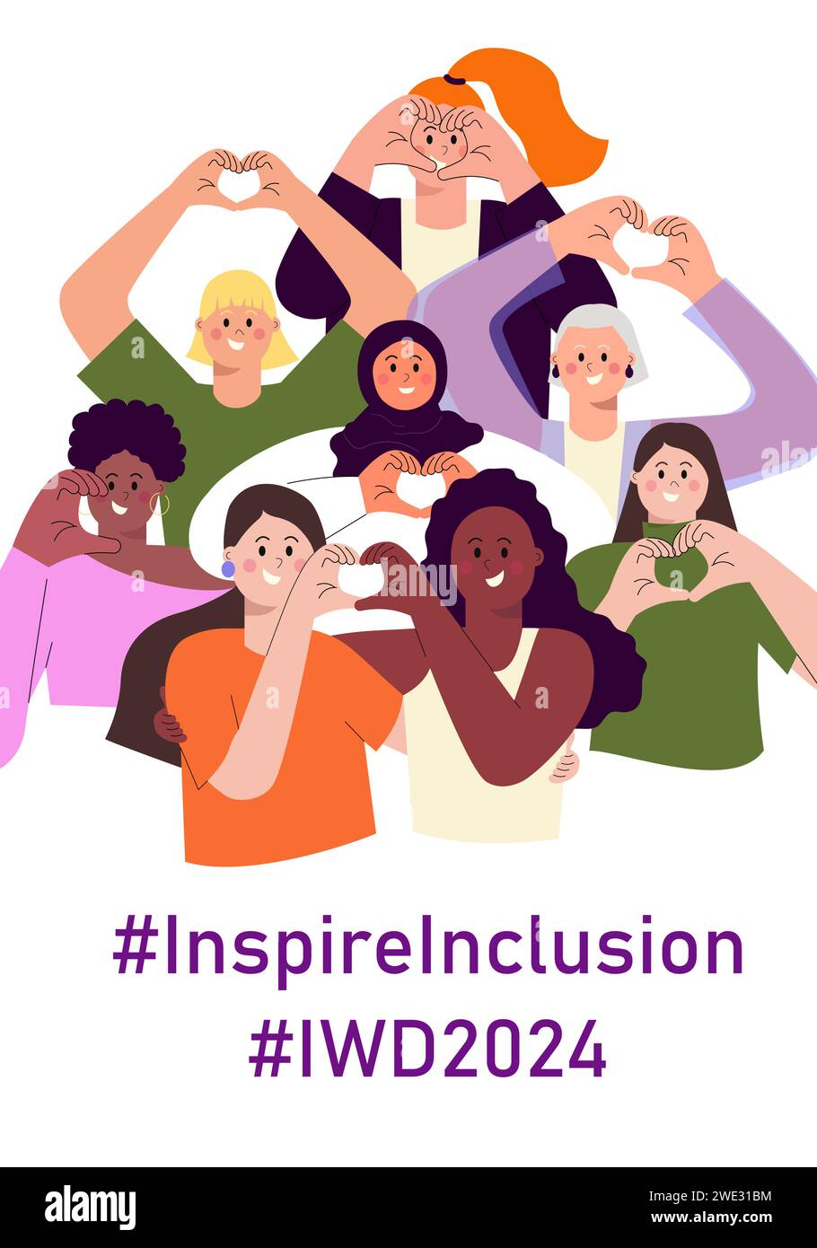 Inspire inclusion banner International Women's day vector illustration ...