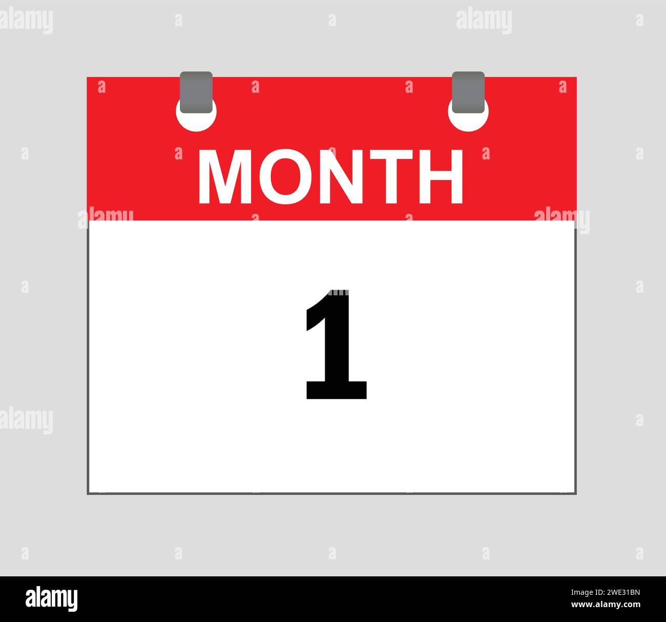 Month Calendar 1 icon Red and white, calender vector, date icon symbol ...
