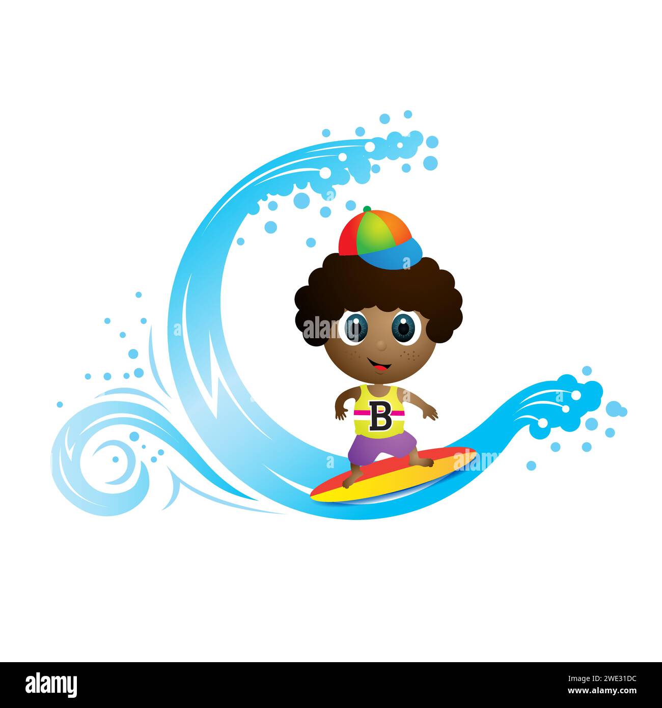 Boy surfing vector illustration Stock Vector Image & Art - Alamy