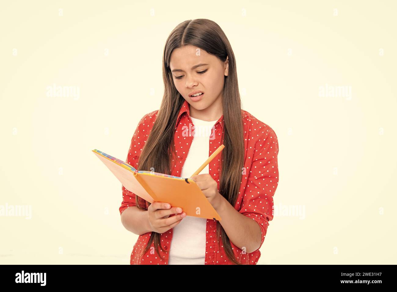 School child with book. Learning and education. Angry teenager ...
