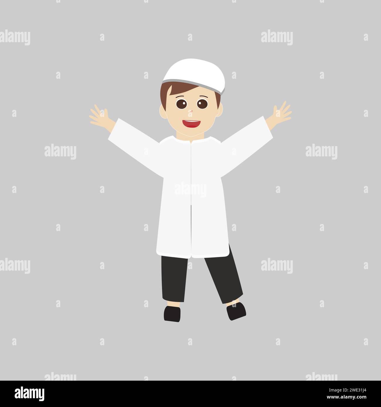Muslim boy cartoon illustration for ramadan kareem And islamic culture ...