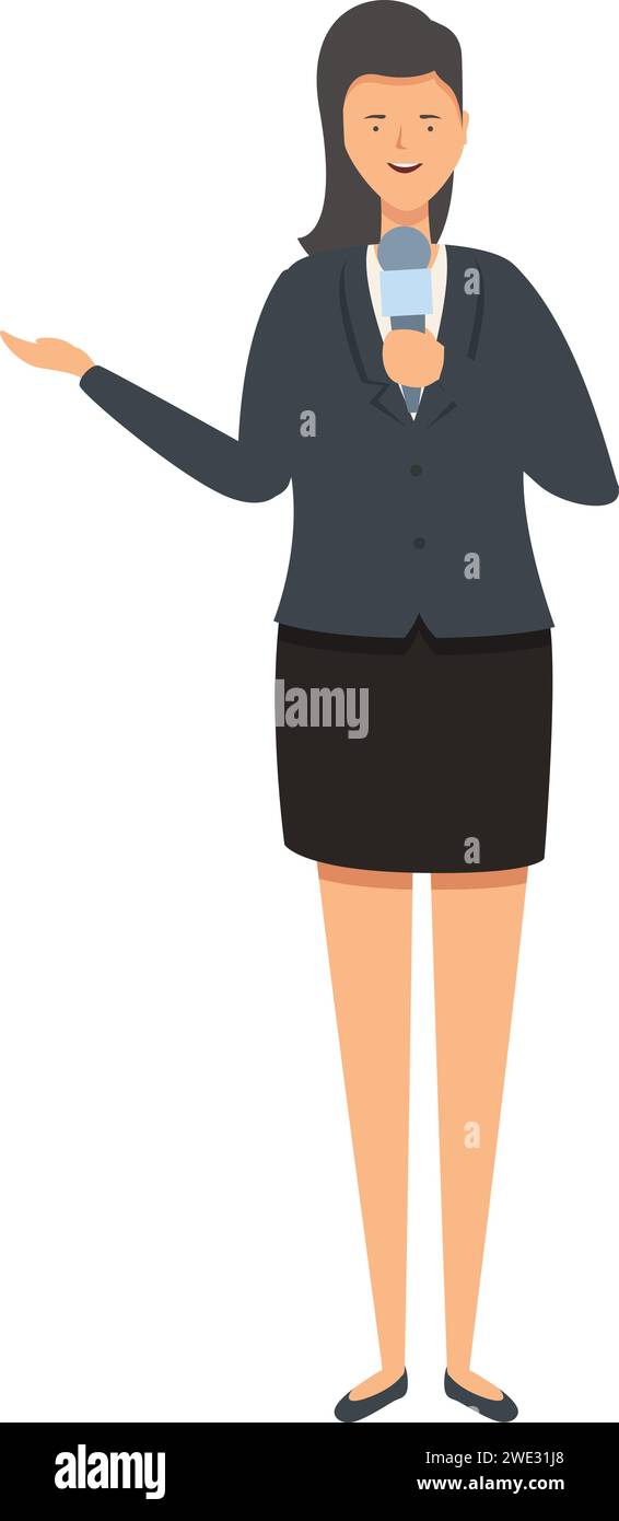 Woman reporter icon cartoon vector. Device staff. Male visual creation ...