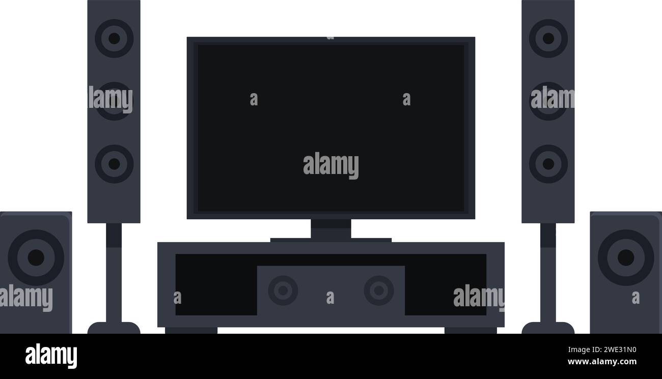 Home theater center icon cartoon vector. Digital tv. Acoustic family ...