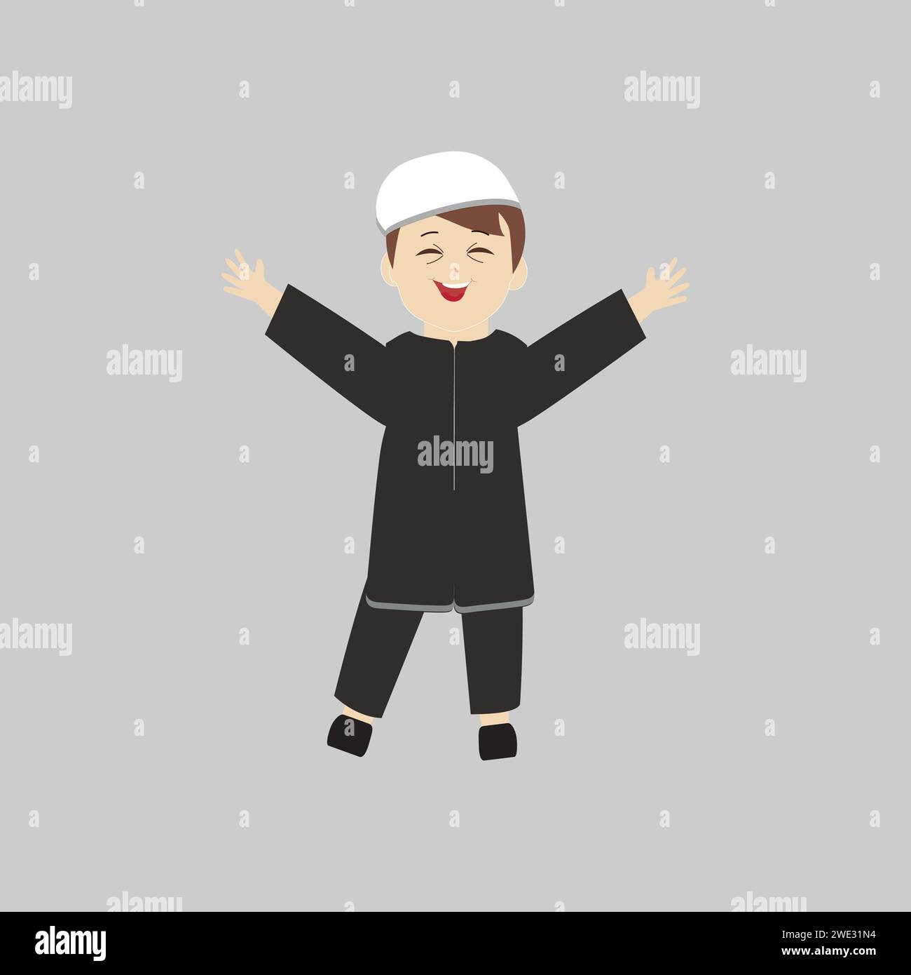 Muslim boy cartoon illustration for ramadan kareem And islamic culture ...