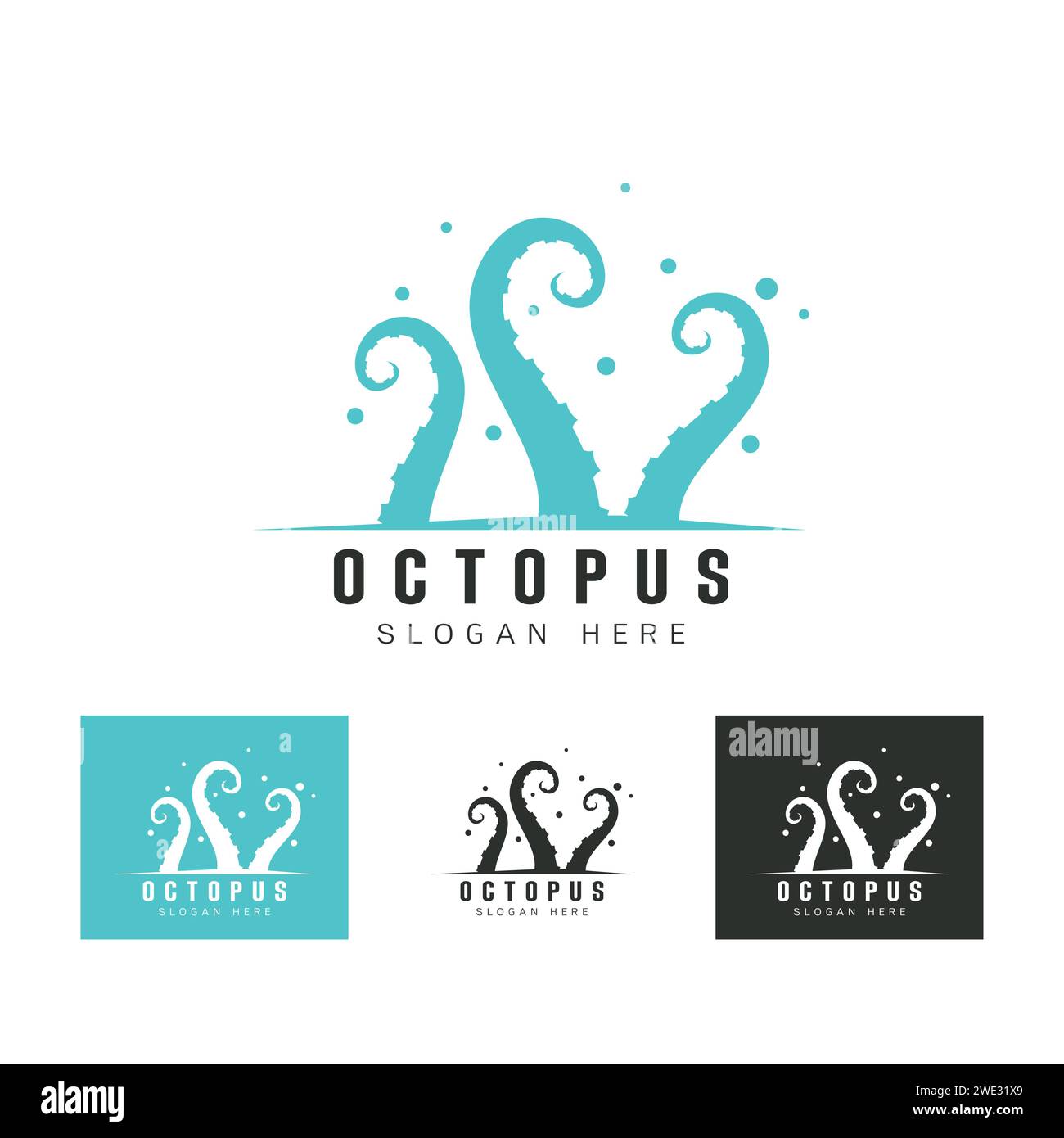 Set of silhouette logo octopus tentacles, Vector object for logos ...