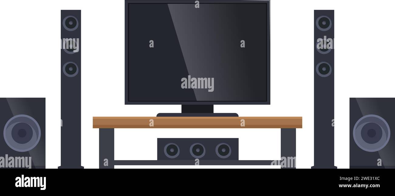 Media home theater icon cartoon vector. Room player. Digital system ...