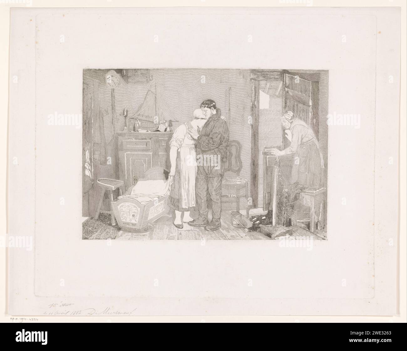 Fisher's interior with mourning couple at an empty cradle, François de ...