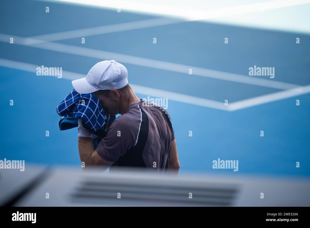 tennis player towel in a tennis match Stock Photo - Alamy