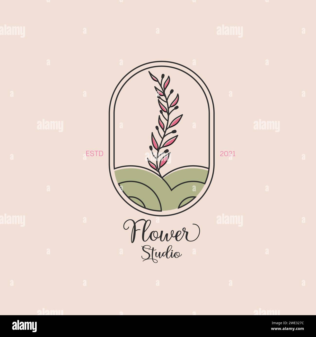 Minimal vector hand drawn of flower logo template for labels, logos and ...