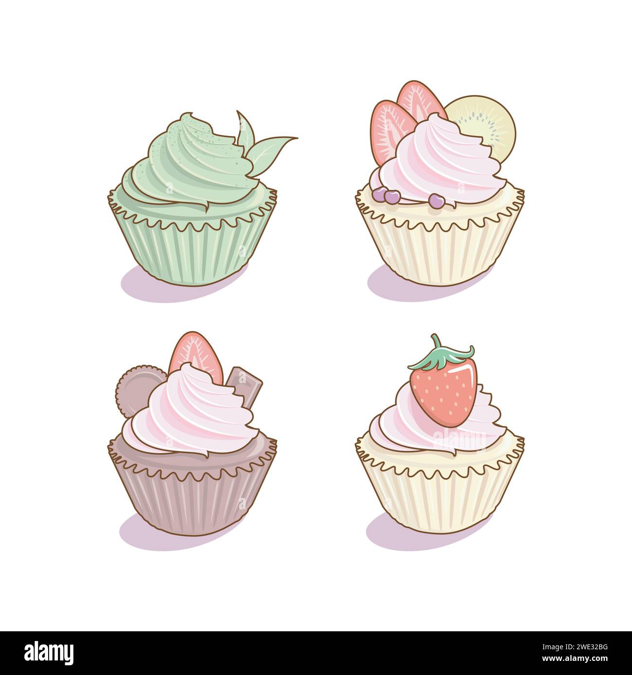 Cupcake character cute cartoon kawaii style,sweet cake isolated on ...