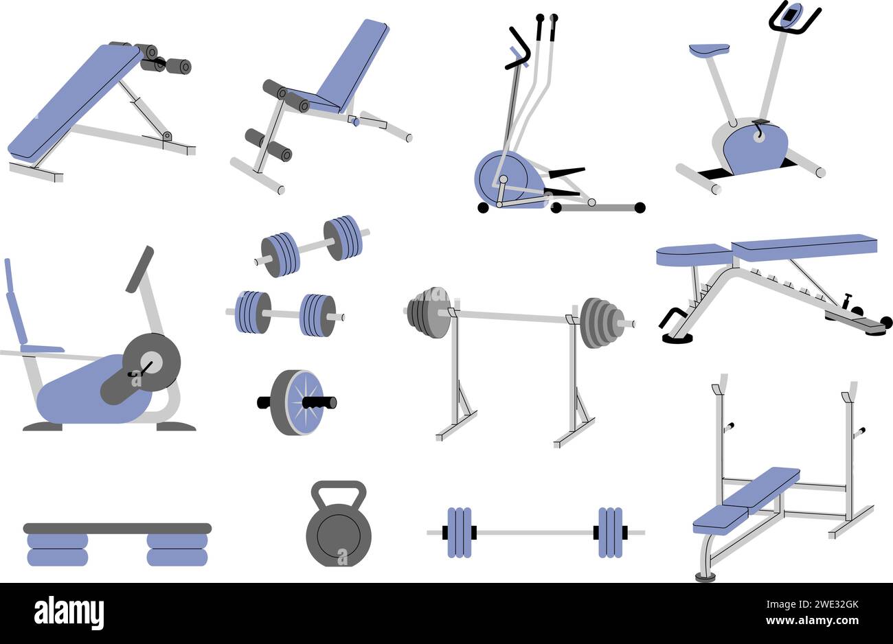 Fitness equipment. Gym machines for sports people athlete tools for ...