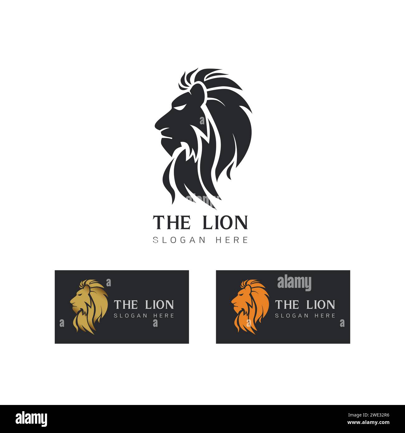 Stylized image of graceful Lion king silhouette logo icon emblem ...