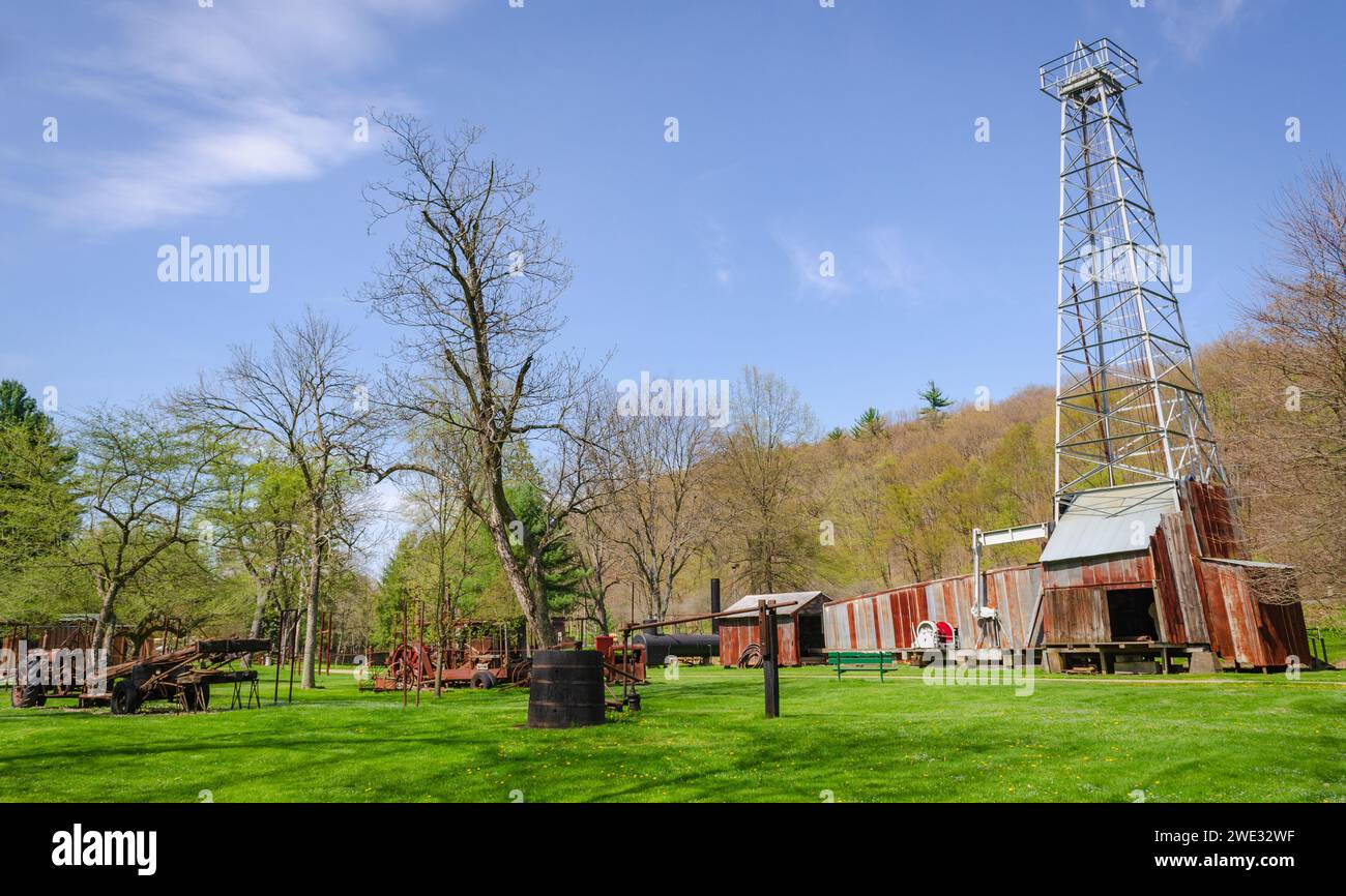 The Drake Well Museum and Parkin the scenic Oil Creek Valley, USA Stock ...