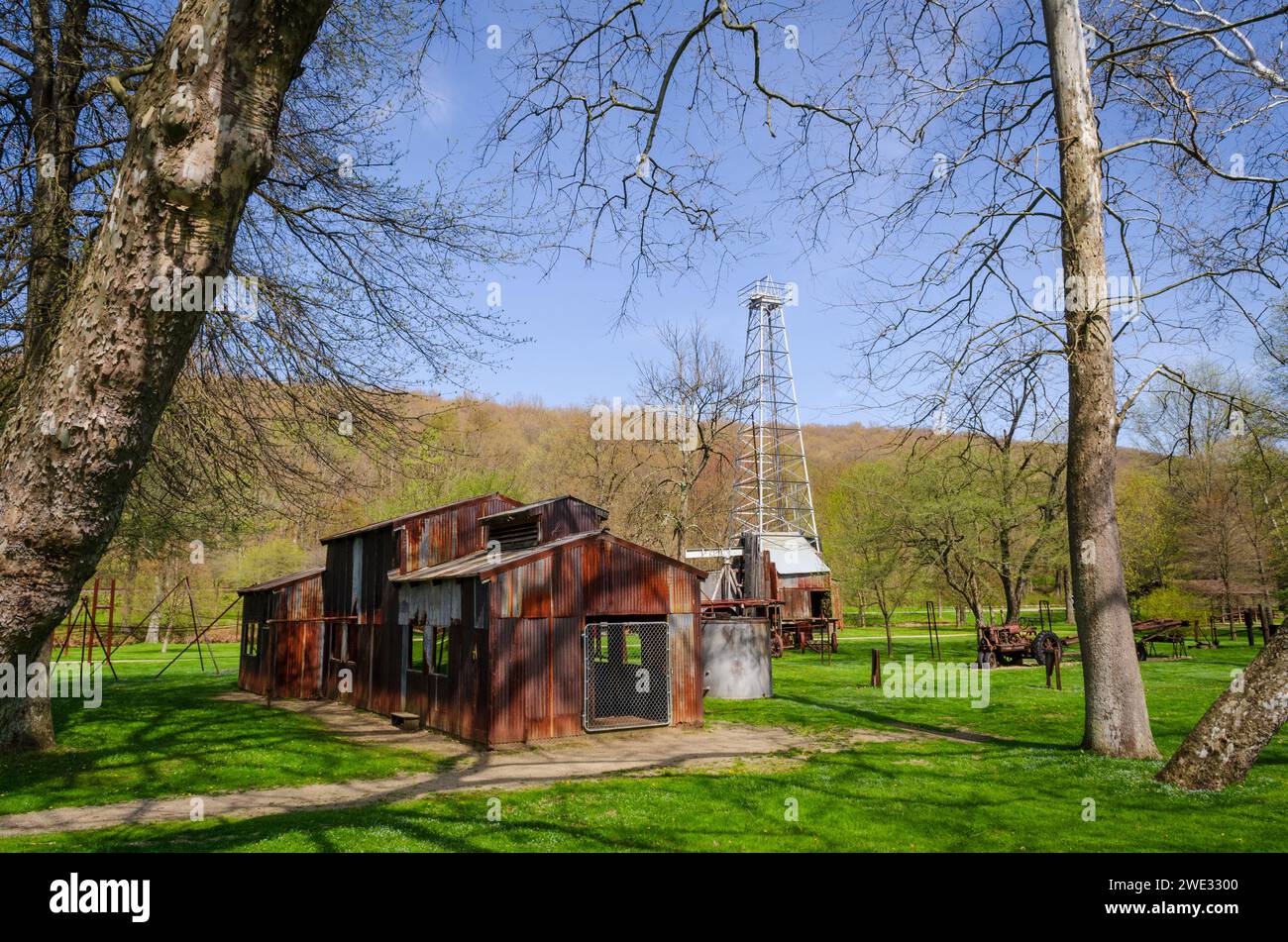 The Drake Well Museum and Parkin the scenic Oil Creek Valley, USA Stock ...
