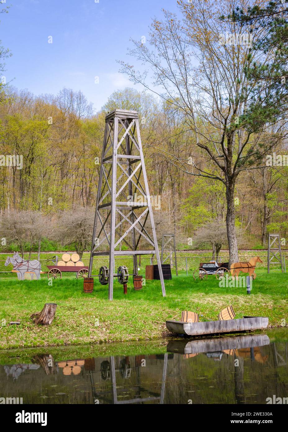 The Drake Well Museum and Parkin the scenic Oil Creek Valley, USA Stock ...