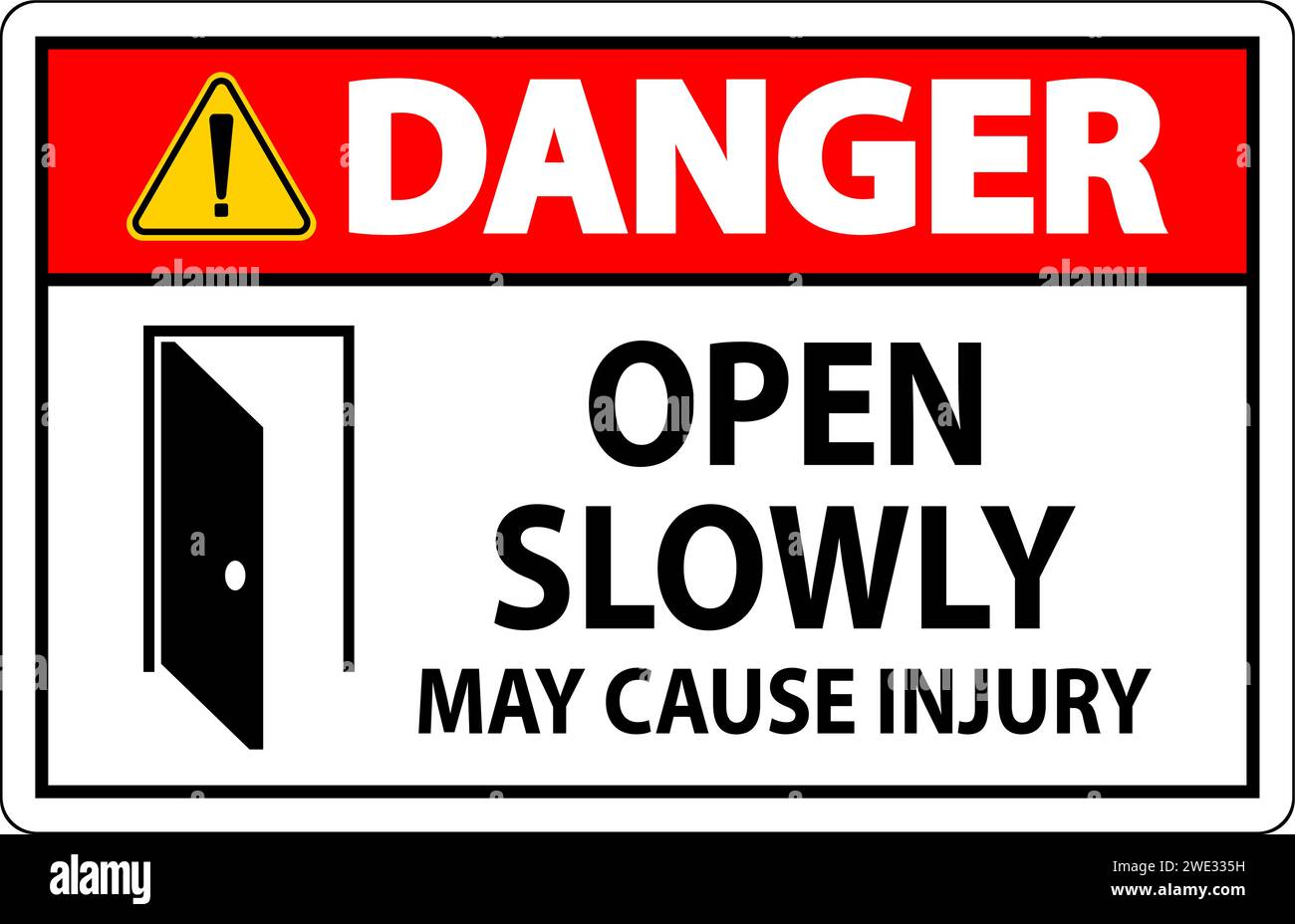 Danger Sign, Open Slowly, May Cause Injury Stock Vector Image & Art - Alamy