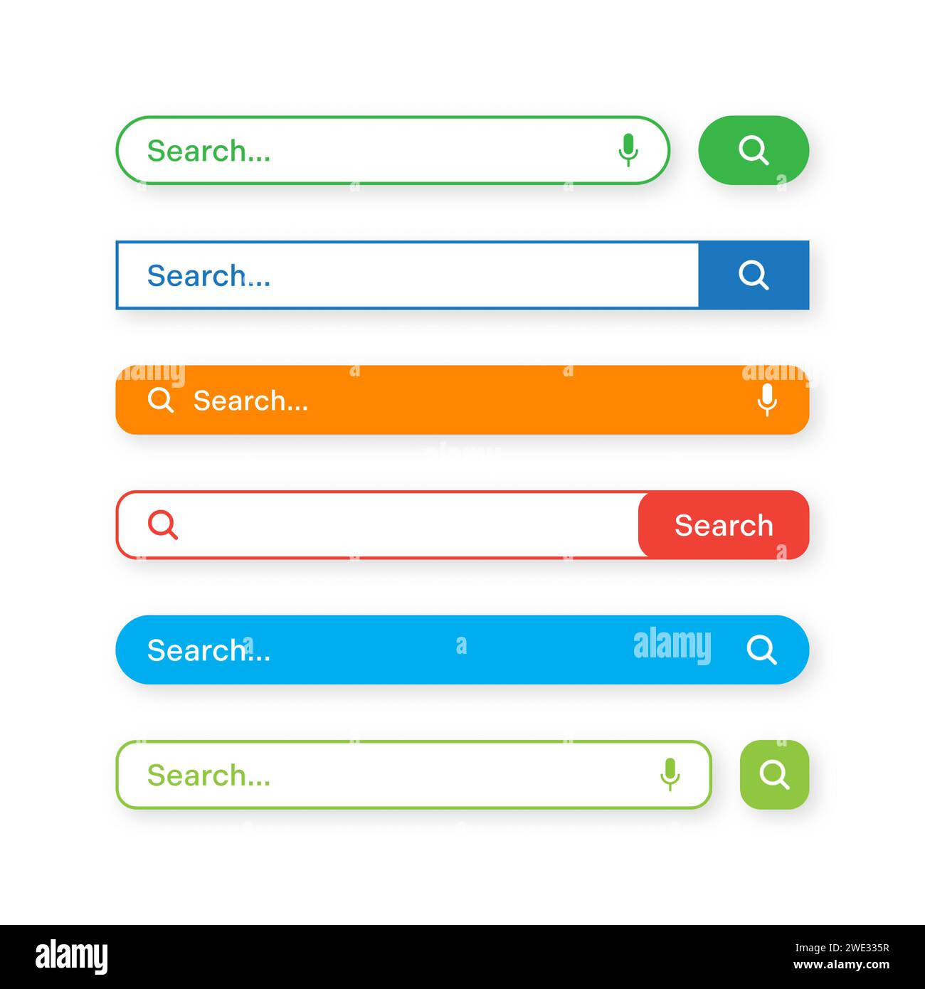 Colorful search bar templates. Internet browser engine with search box ...