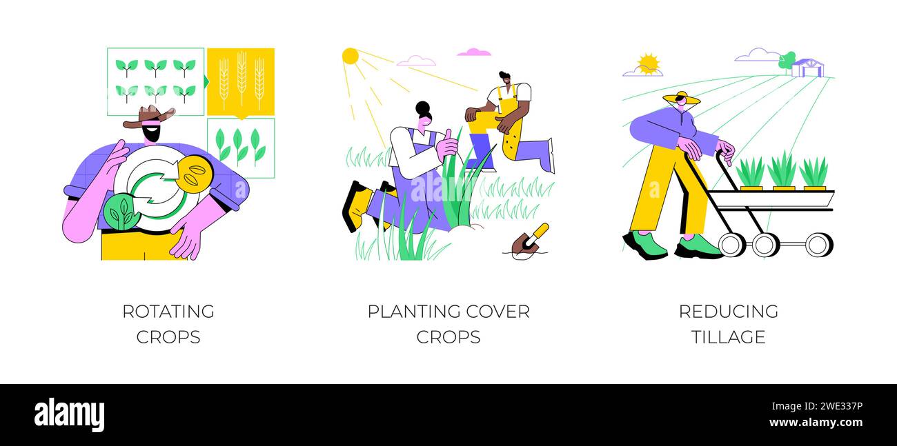 Sustainable agriculture practices isolated cartoon vector illustrations ...