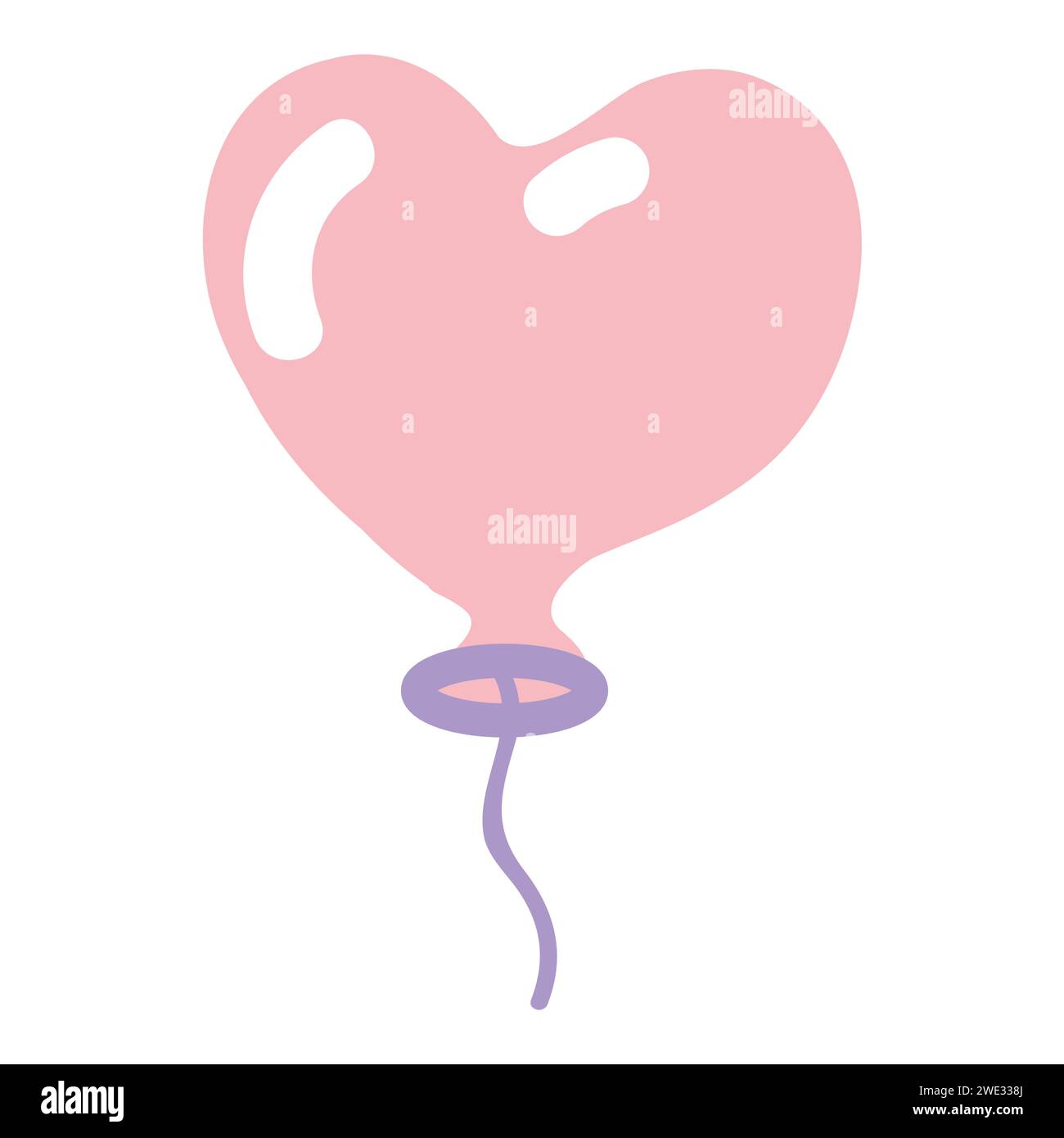 Pink heart shaped balloon. Vector illustration isolated on white ...