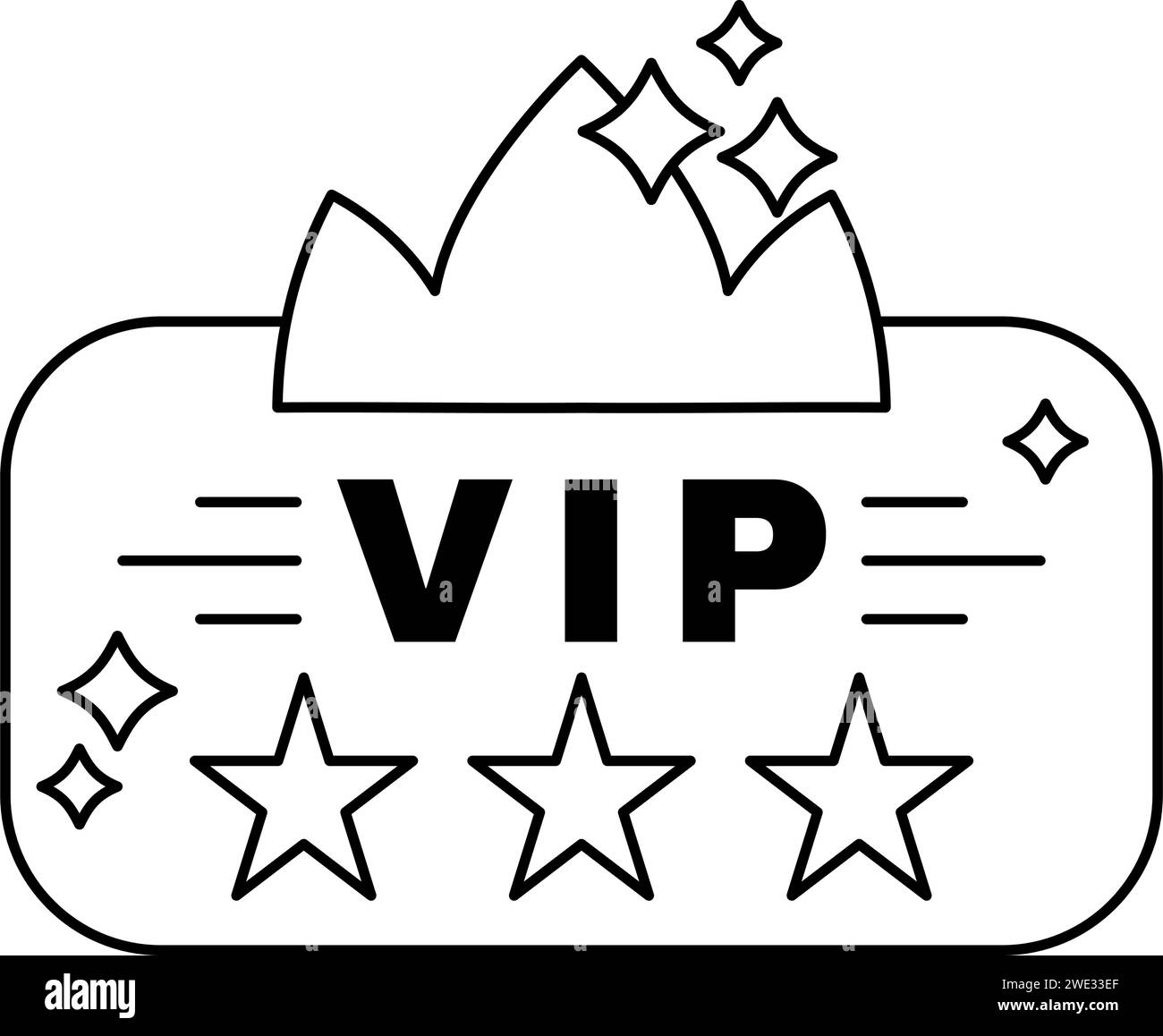 Exclusive benefits icon black and white - VIP badge with stars and ...