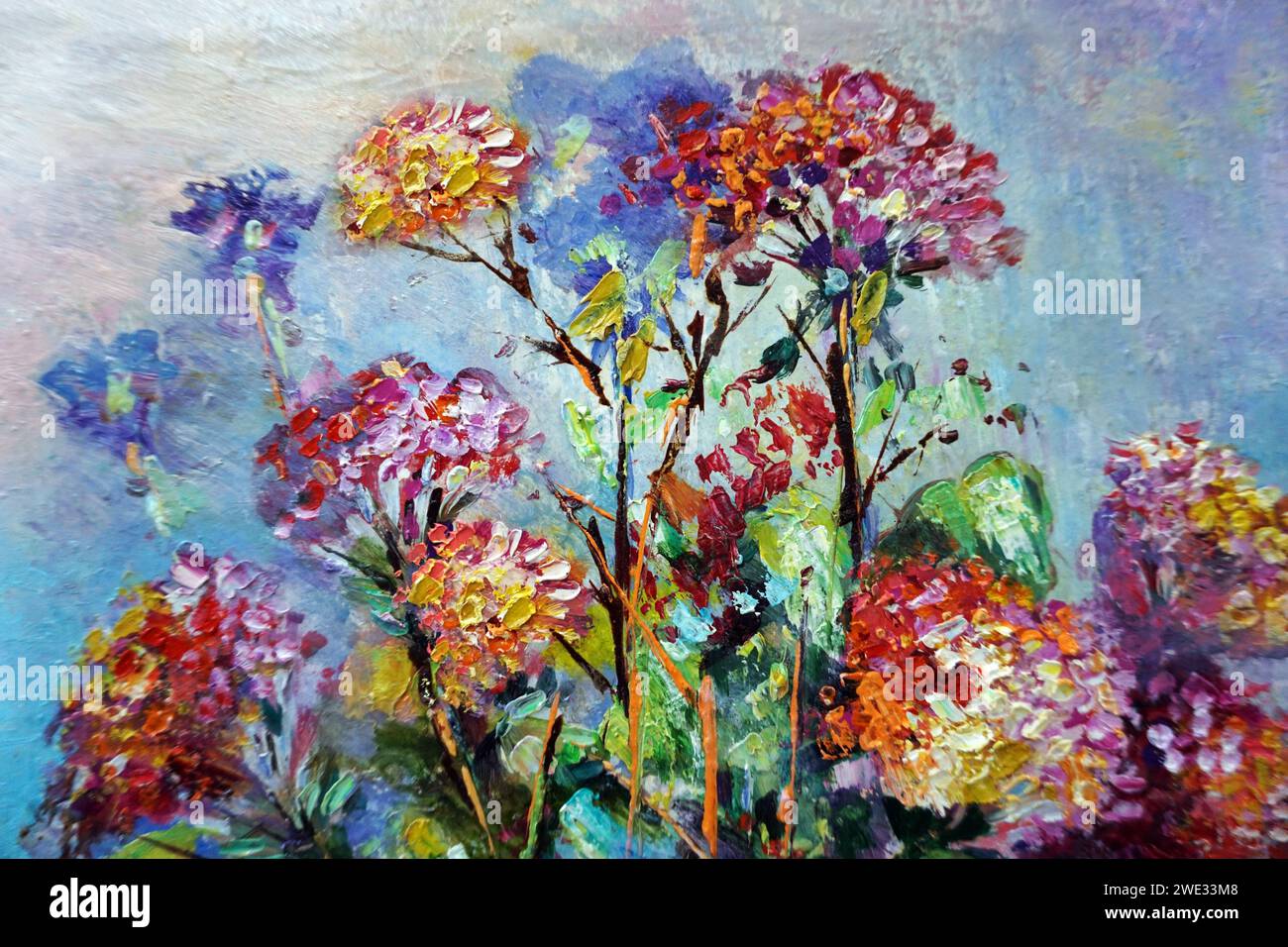 brush stroke Original oil painting petal flower Abstract expressionism ...