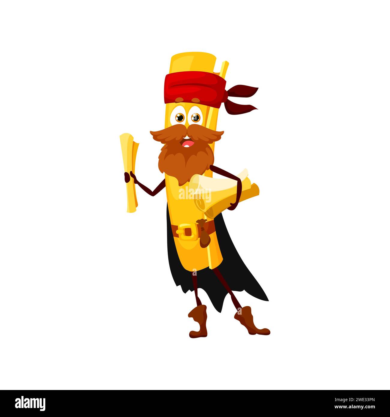 Cartoon funny Casarecce italian pasta pirate and corsair character ...