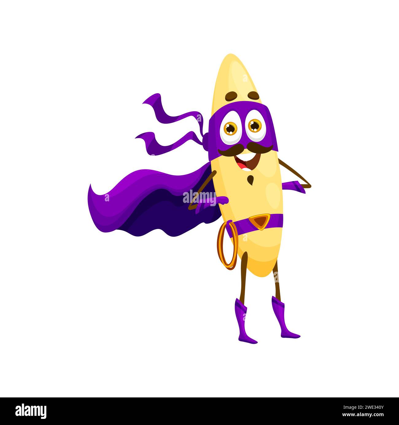 Cartoon orzo italian pasta superhero character. Isolated vector brave ...