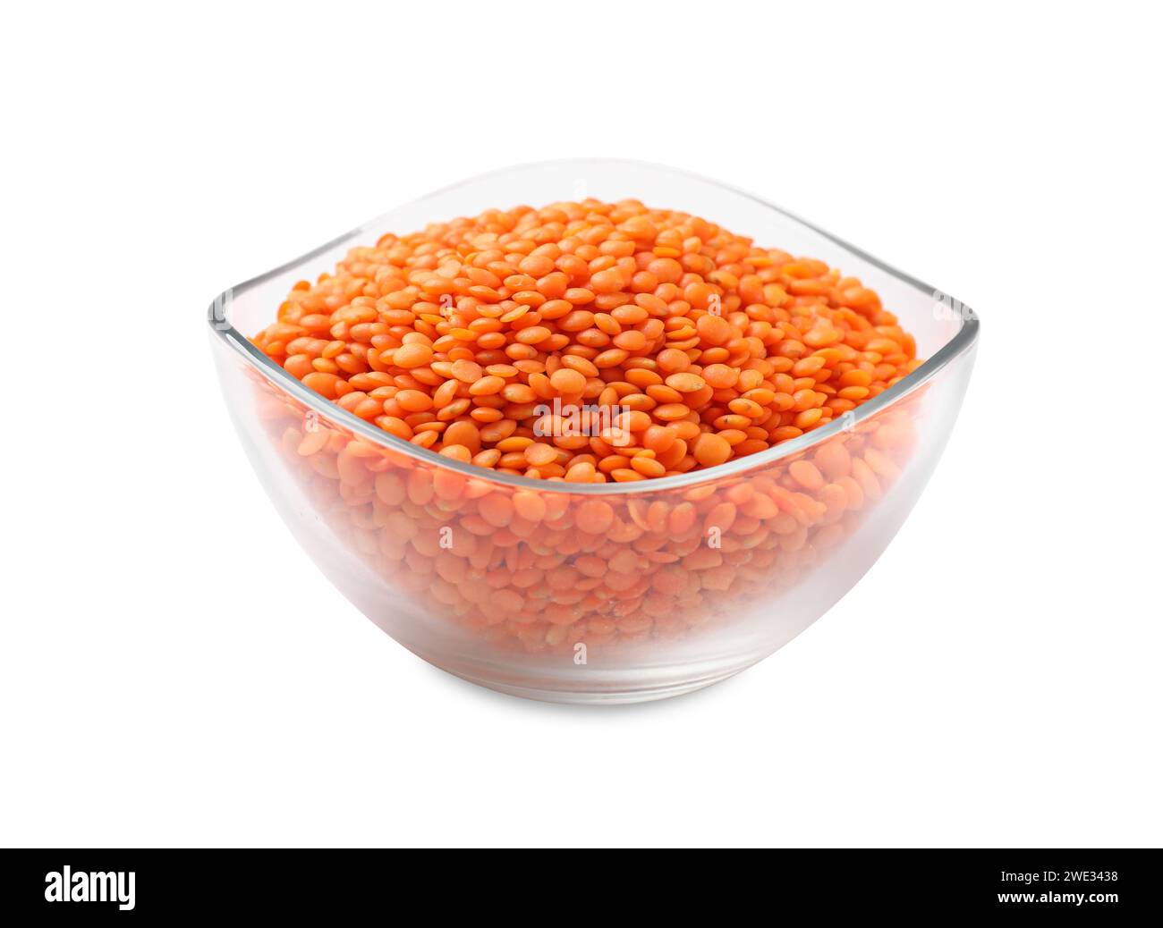 Raw red lentils in bowl isolated on white Stock Photo - Alamy