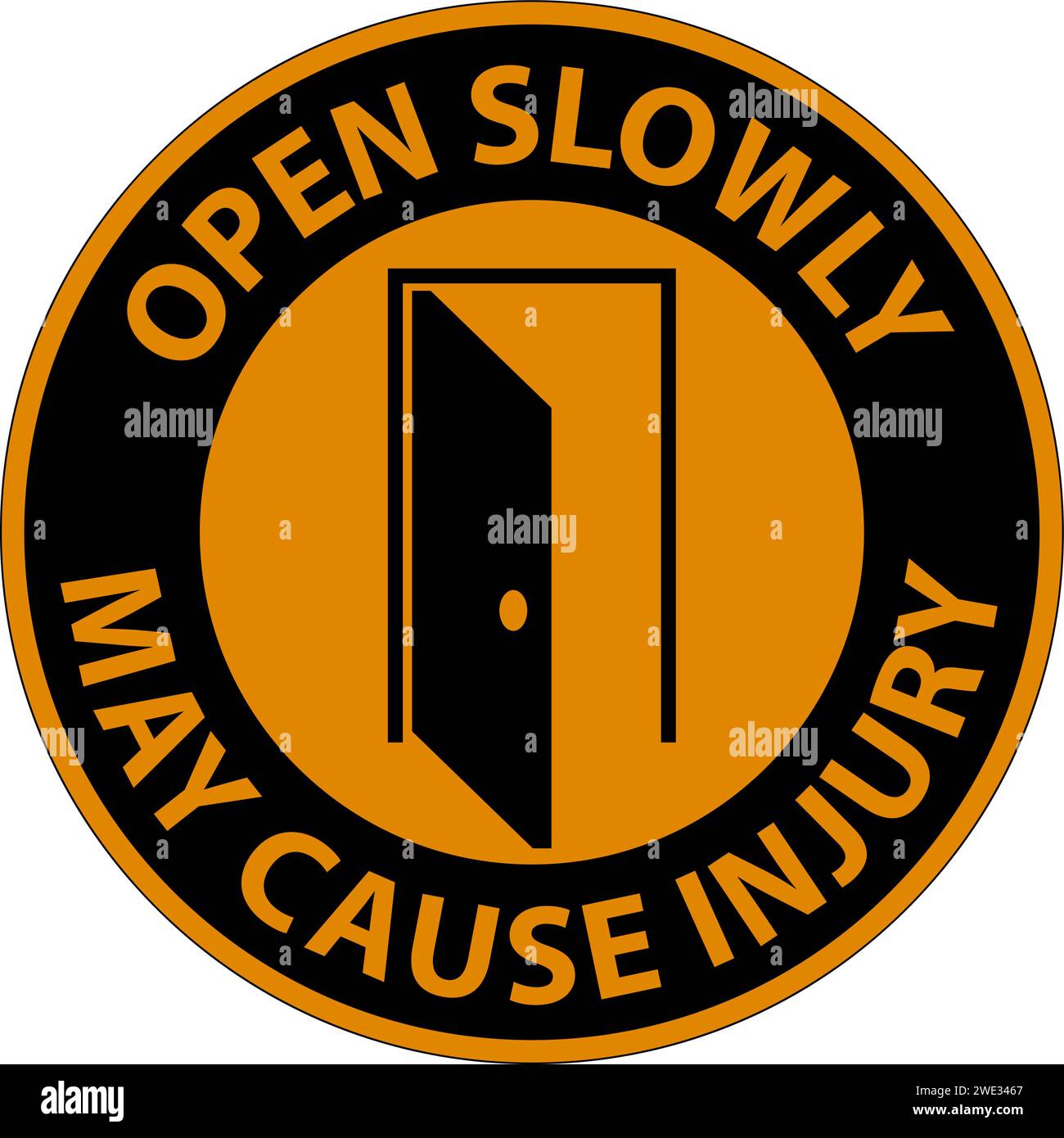 Warning Sign, Open Slowly, May Cause Injury Stock Vector Image & Art ...