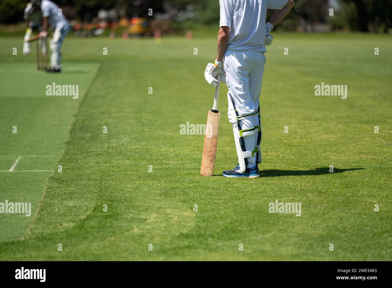 amateur game of local cricket match, cricket bat and bowl Stock Photo ...